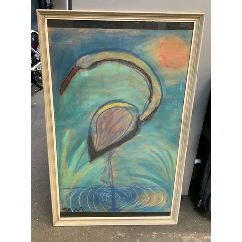 Large Original Framed Art Work - Signed SAM