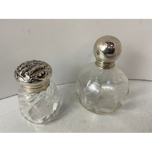Silver Topped Scent Bottle and Silver Topped Salts Jar - Birmingham ...