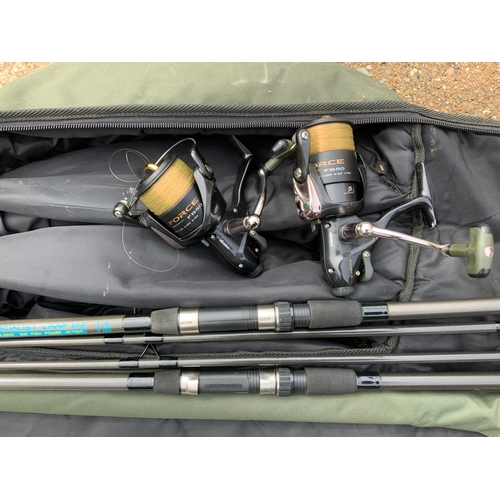 Leeda Carp Fishing Rod and Reels in Bag
