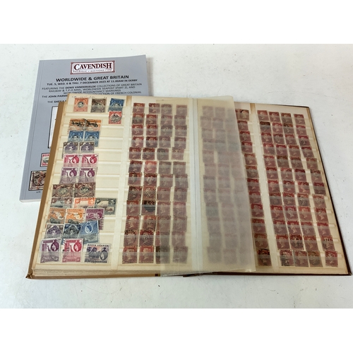 Old Stock Book of GB QV-E11R inc HVs and 200+ QV 1d Reds plus Some World