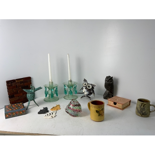 Harry Juniper Mug and Glass Candlesticks etc