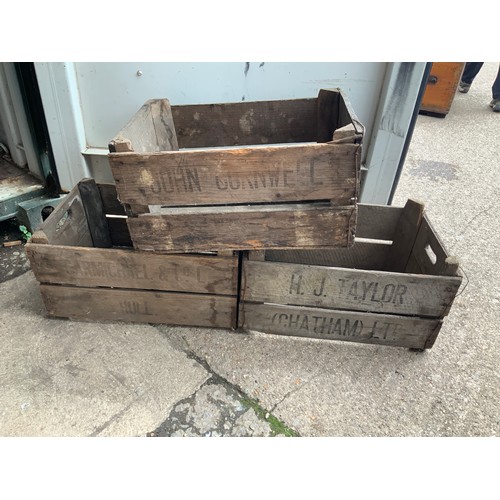 3x Vintage Wooden Crates