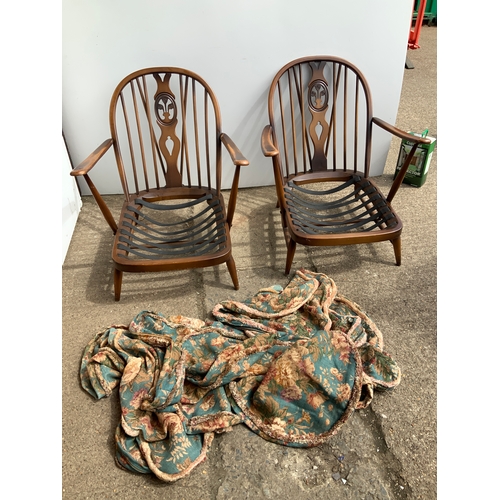 Pair of Ercol Chairs and Cushion Covers