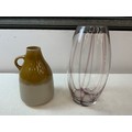 Glass Vase and Ceramic Flagon