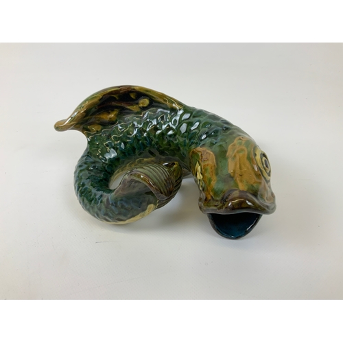 North Devon Art Pottery Brannam Grotesque Fish Jug - Dated 1899