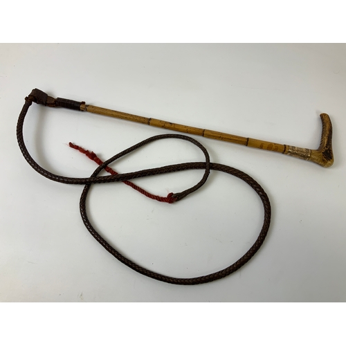 Antique Ashford Cane Hunting Crop - 9ct Gold Collar with Family Crest ...