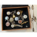 Box of Watches and Silver Spoon etc