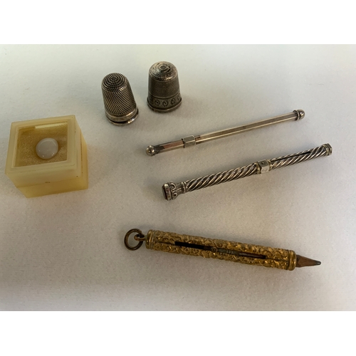 Sterling Silver Twizzle Stick, 2x Propelling Pencils, 2x Silver ...