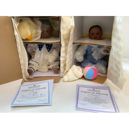 2x Boxed Ashton Drake Dolls - Camera Shy Chloe and Watch the Birdie Ben
