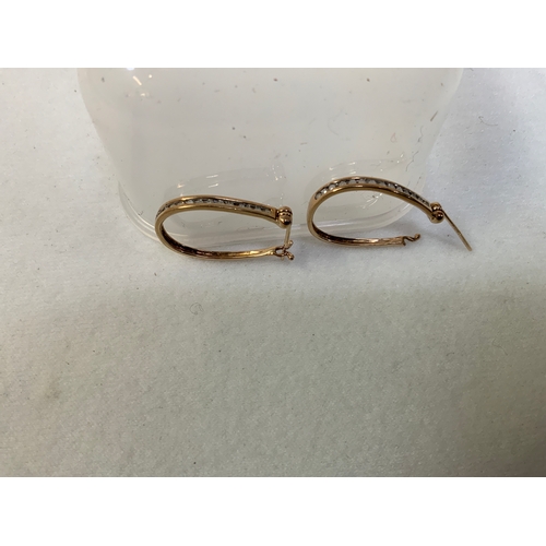 Pair of 10ct Gold and Diamond Hoop Earrings - Clasp Hinge Broken on One ...