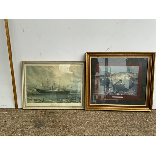 2x Framed Ship Prints