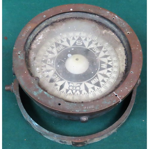 Vintage ships compass. Approx. 21cm Diameter