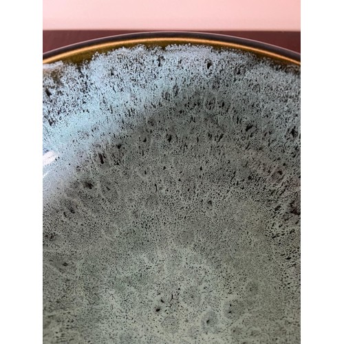STUDIO POTTERY BOWL BY MICHAEL SKIPWITH, DARK BLUE GREENISH EGG SHELL ...