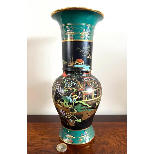 CARLTON WARE INVERTED BALUSTER FORM VASE, RAISED ENAMEL IN THE JAPANESE ...