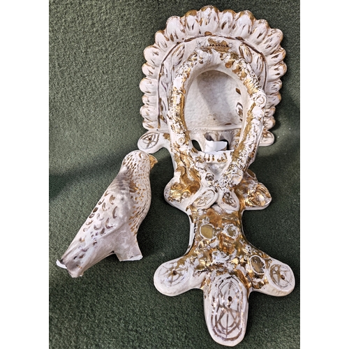 Pair of Victorian glazed and heavily gilded pottery wall sconces ...