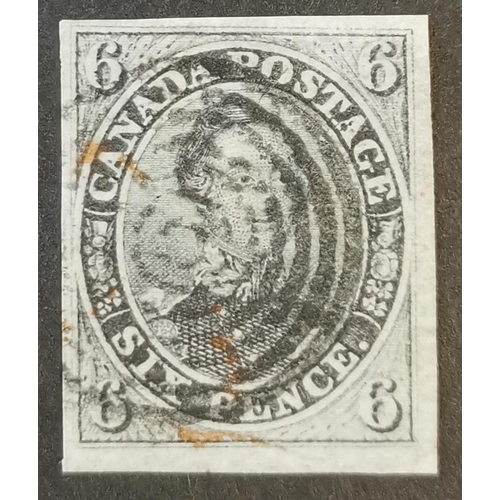 1852-7 imperf 6d. Fine used good target cancel and 4 large margins. SG9 ...