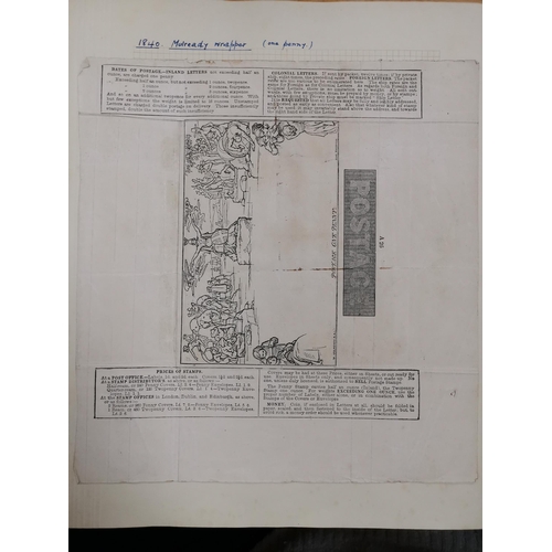 QV. 1840 1d Mulready envelope A156 good used with red MC and unused 1d ...