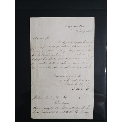 GB MISC. ROYALTY LETTER. 23/7/1814 signed letter from Prince Edward ...