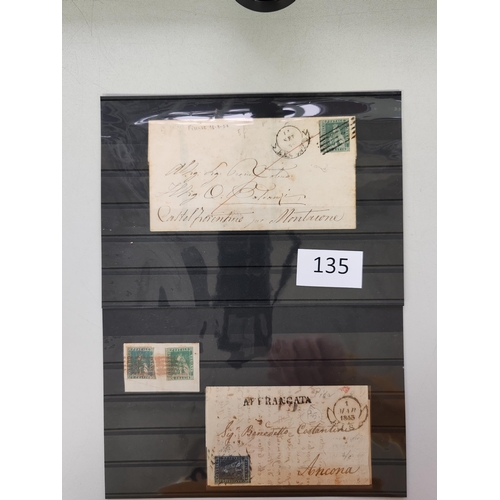 ITALY. TUSCANY. 1851-2 2c on cover 2c and 4c on piece and 6c on part ...