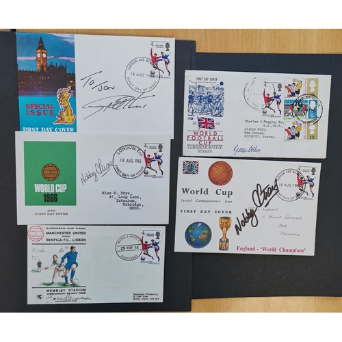 QE II. FOOTBALL SIGNED COVERS. 1966 World Cup FDC (George Cohen) slit ...