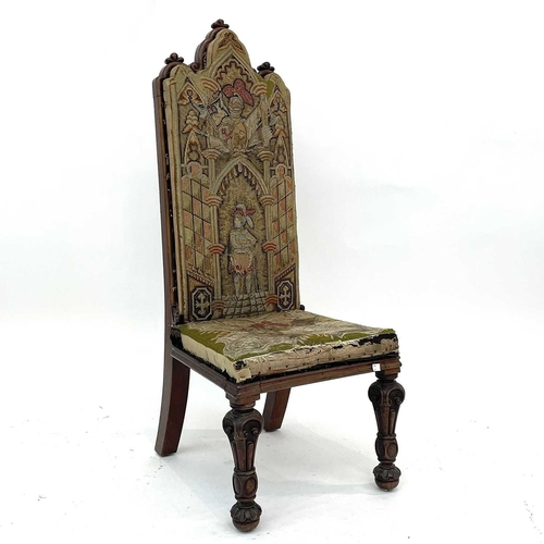 A Victorian walnut Gothic prie dieu chair with original Medieval design ...