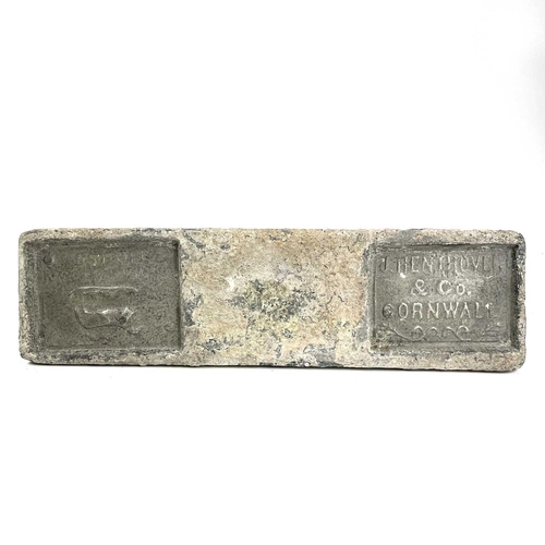 A possibly unique Charlestown House Cornwall 28lb tin ingot with J ...