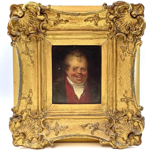An oil on panel portrait of Tim Bobbin, late 18th century, in a gilt ...