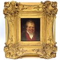 An oil on panel portrait of Tim Bobbin, late 18th century, in a gilt ...