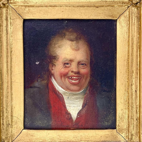 An oil on panel portrait of Tim Bobbin, late 18th century, in a gilt ...