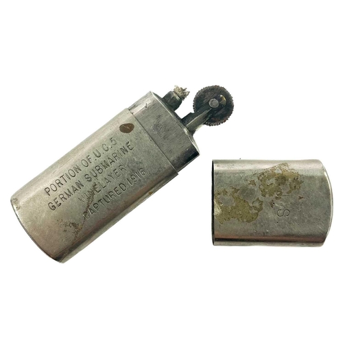 A lighter made from German submarine UC 5 1916. Inscribed "Portion of U ...