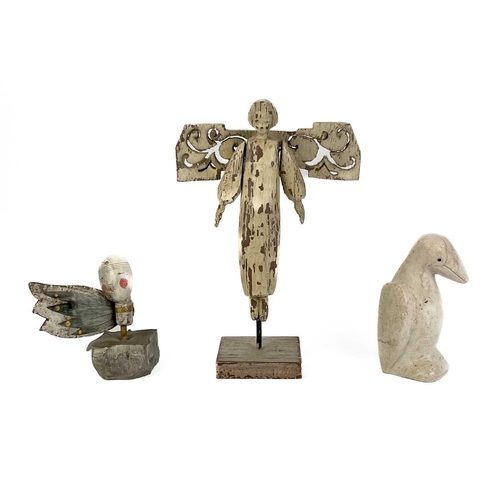 A John Mainwaring carved wood sculpture 'Starling'. Height 7.5cm ...