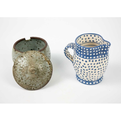 Humfrey Wakefield, Isles of Scilly Pottery. A green-glaze vase and two ...