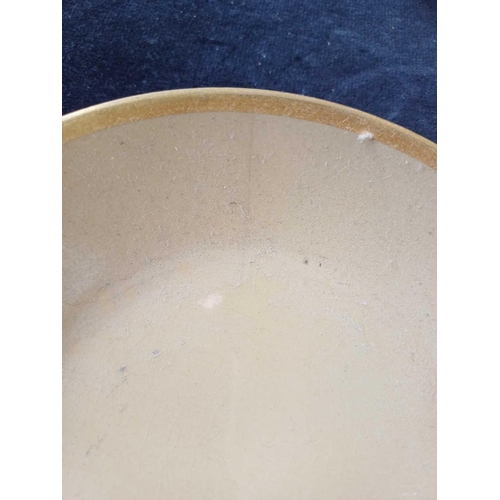 A Wedgwood mocha ware trio. Together with a Wedgwood cane ware jug ...