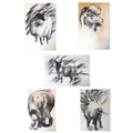 Barrie COOK (1929-2020) Smoking Animals c.1982, Five Works Acrylic ...