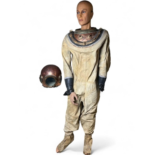 Diving A standard diving suit with a twelve-bolt copper helmet, Toa style.