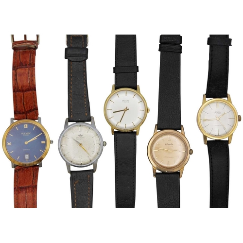 A selection of four gentleman's manual wind wristwatches and an Olympic ...