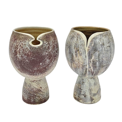 Two studio pottery footed goblets. By the same hand, both with ...