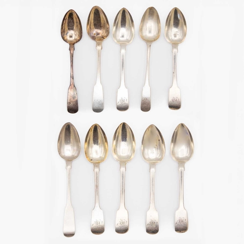 A William IV Exeter silver set of six fiddle pattern tea spoons by ...
