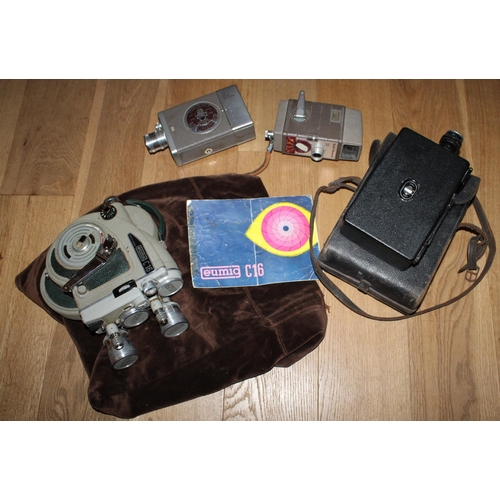 Quantity Of Four Cameras Including Eumig C16, Bell & Howell 16mm, Bell & Howell Model 252 and Cine K