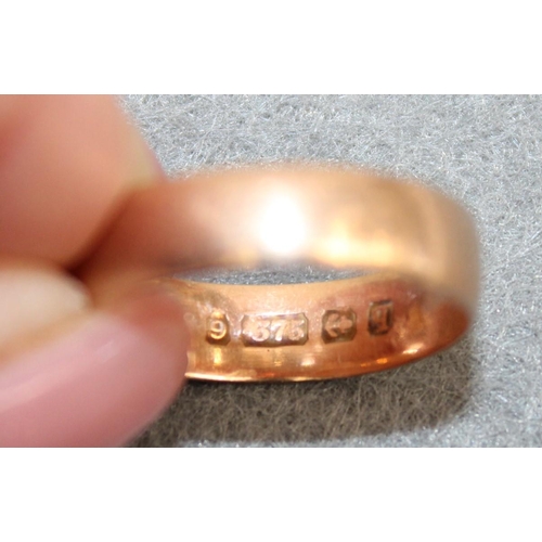 Stamped 375 9 Gold Band Ring Size-N Total Weight-1.92g