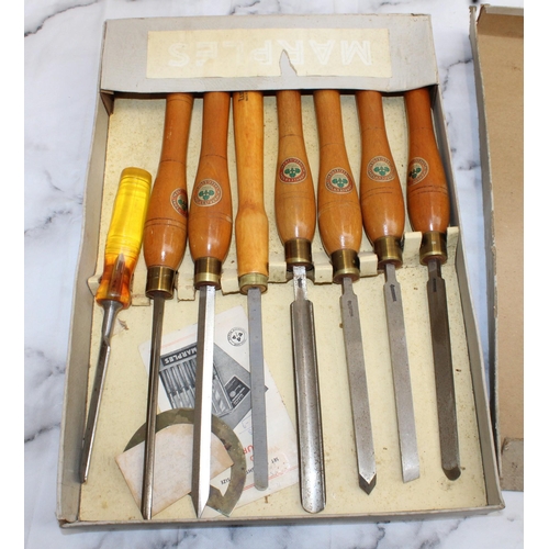 Boxed Set Of Six MARPLES WOOD TURNING TOOLS Shamrock Brand And Two Other