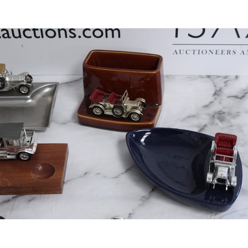 A Collection Of Car Plinths And Ashtrays Including A Lesney Product ...