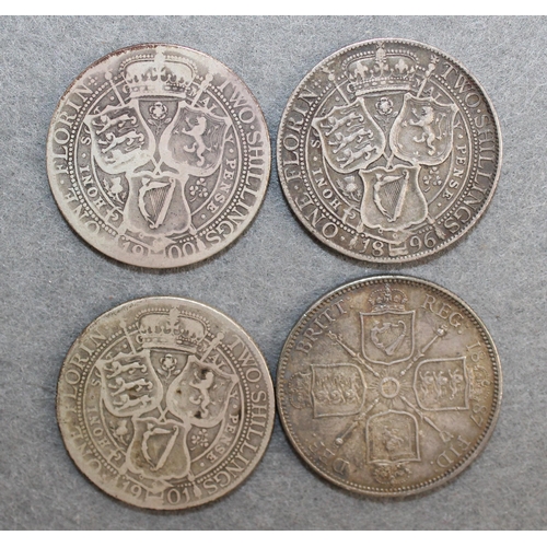 Queen Victoria One Florin Coins Total Weight 44.5gms 50% Silver