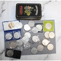 Tin Containing Various Crowns and Commemorative Coinage
