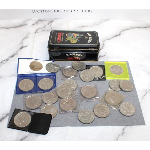 Tin Containing Various Crowns and Commemorative Coinage