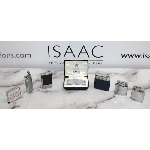 6 x Collectable Lighters (One Is Boxed) Inc- Ronson/ Elflite/Magna ...