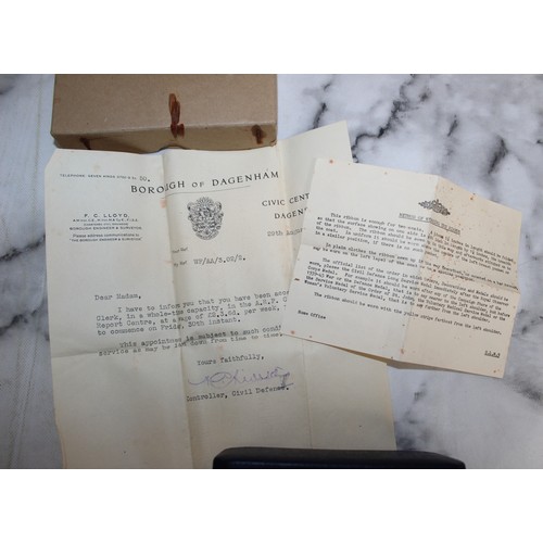 Civil Defence Medal In Box With Papers