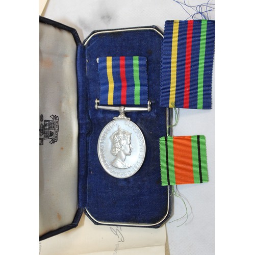 Civil Defence Medal In Box With Papers