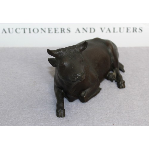 Bronze Chinese Laying Down Bull Length 19cm