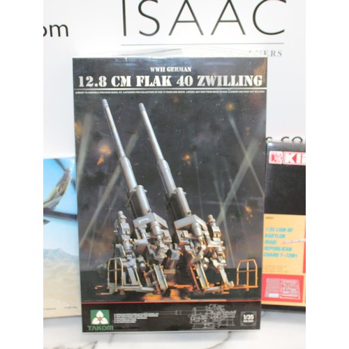 3 x Boxed Model Kits Inc- MRC Military Air Craft/KIRIN Tank/TAKOM Gun